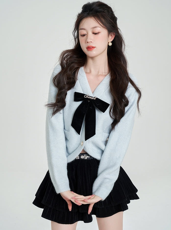 Macaron Blue V-Neck Cardigan – Belchic