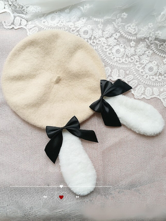 Rabbit ear ribbon beret – Belchic