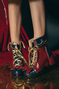 Star Lace Ribbon Color Block Leather Shoes – Belchic