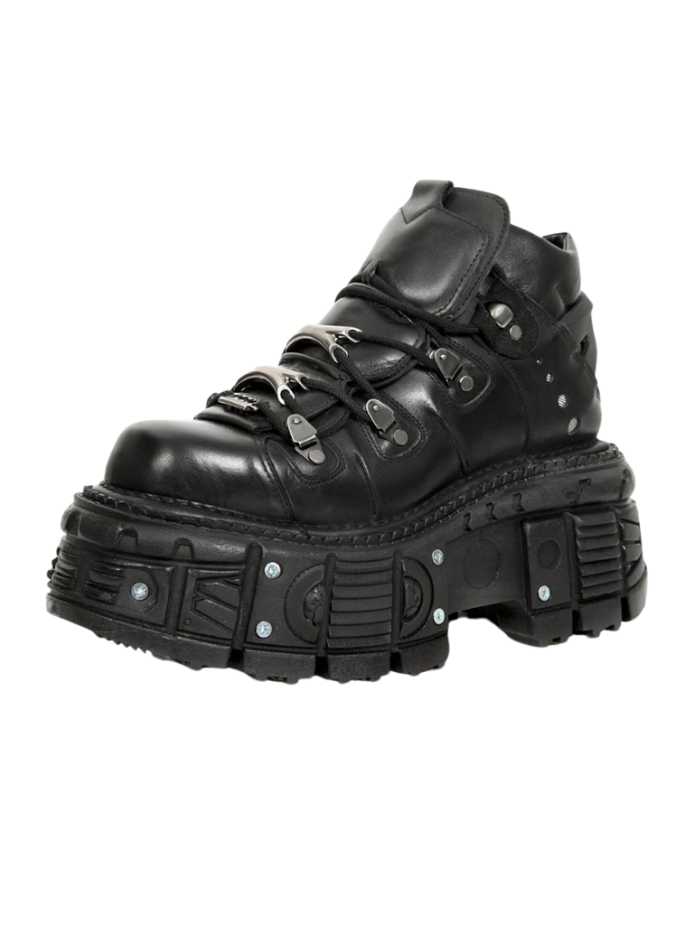 Dark punk platform metal high-top shoes [with plain chain nut]. – Belchic