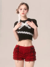 Cherry Red Ruffle Shorts – Belchic