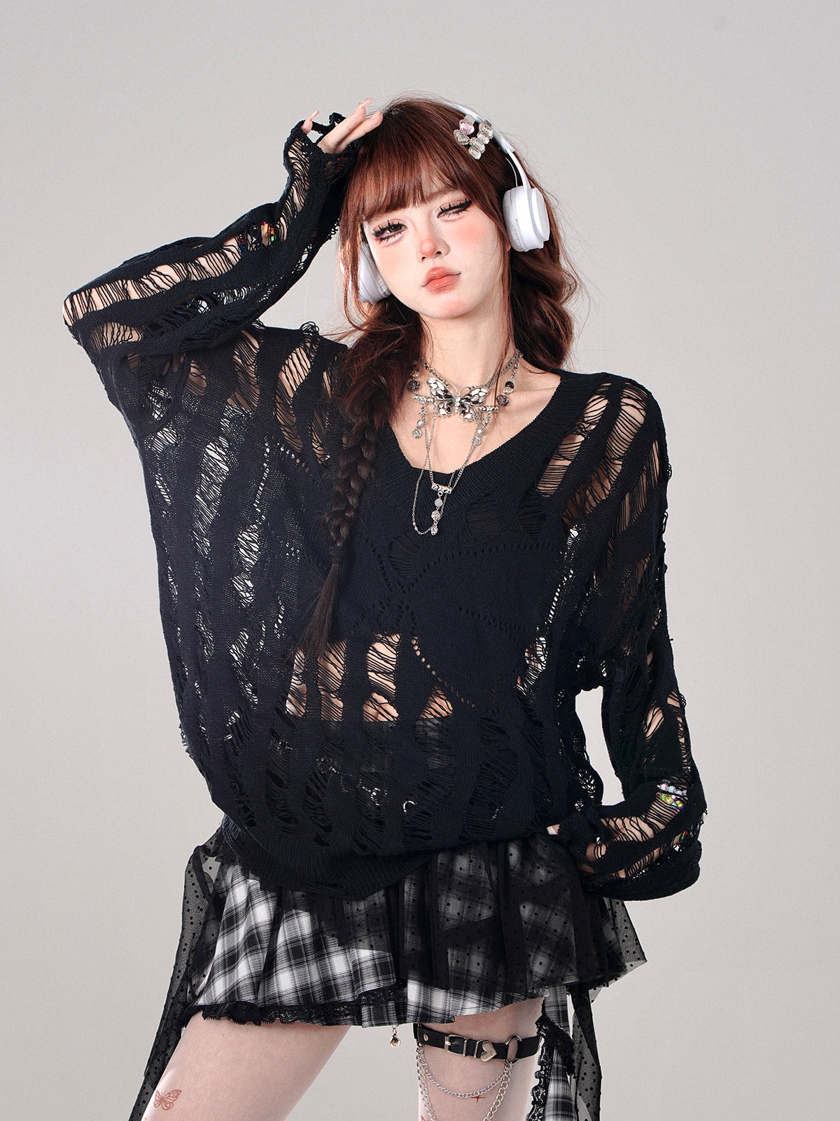 ダークモードダメージメッシュトップス – Belchic ダークモードダメージメッシュトップス – Belchic