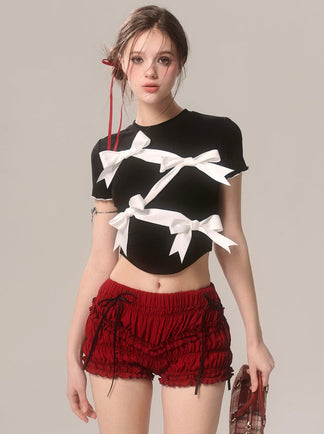 Cherry Red Ruffle Shorts – Belchic