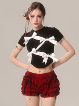 Cherry Red Ruffle Shorts – Belchic