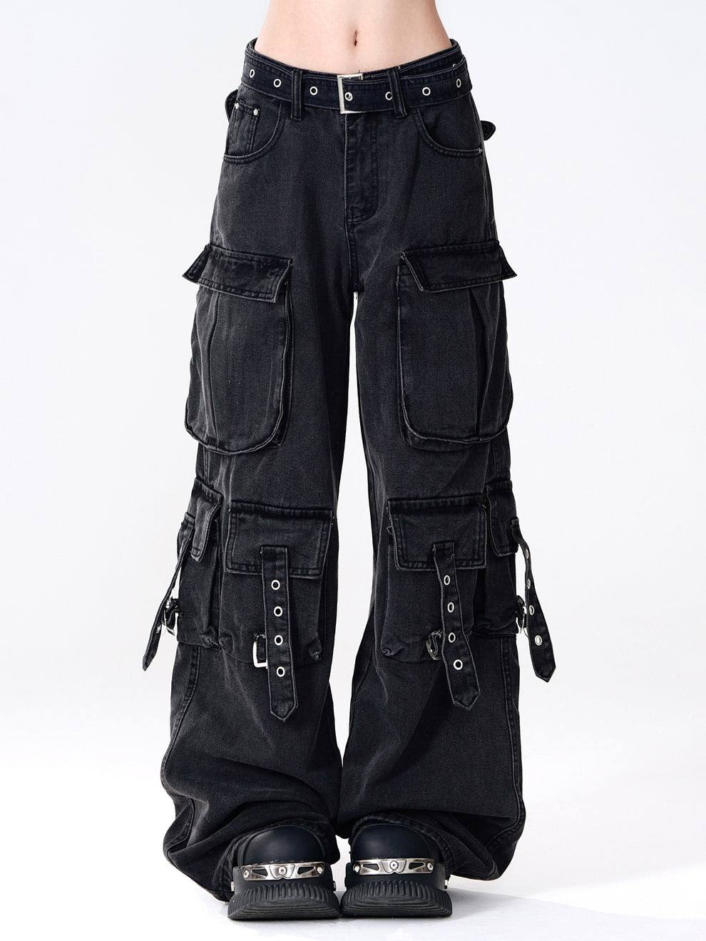 Dark Night Cool Black Denim Cargo Pants – Belchic