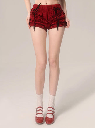 Cherry Red Ruffle Shorts – Belchic