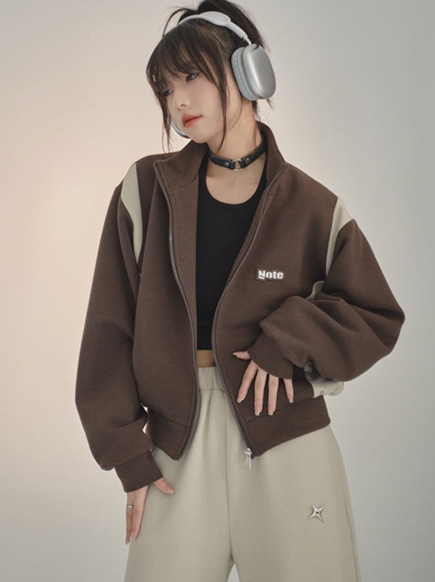 Stitch Contrast Color Stand Collar Jacket – Belchic