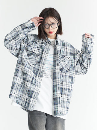 Check Paint Loose Casual Shirt – Belchic