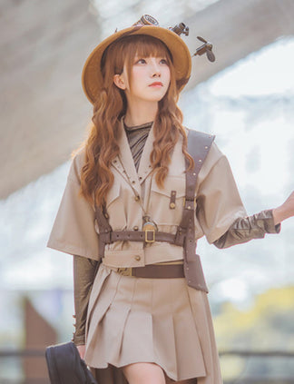 Steampunk Brown Leather Tactical Belt Shoulder Strap – Belchic