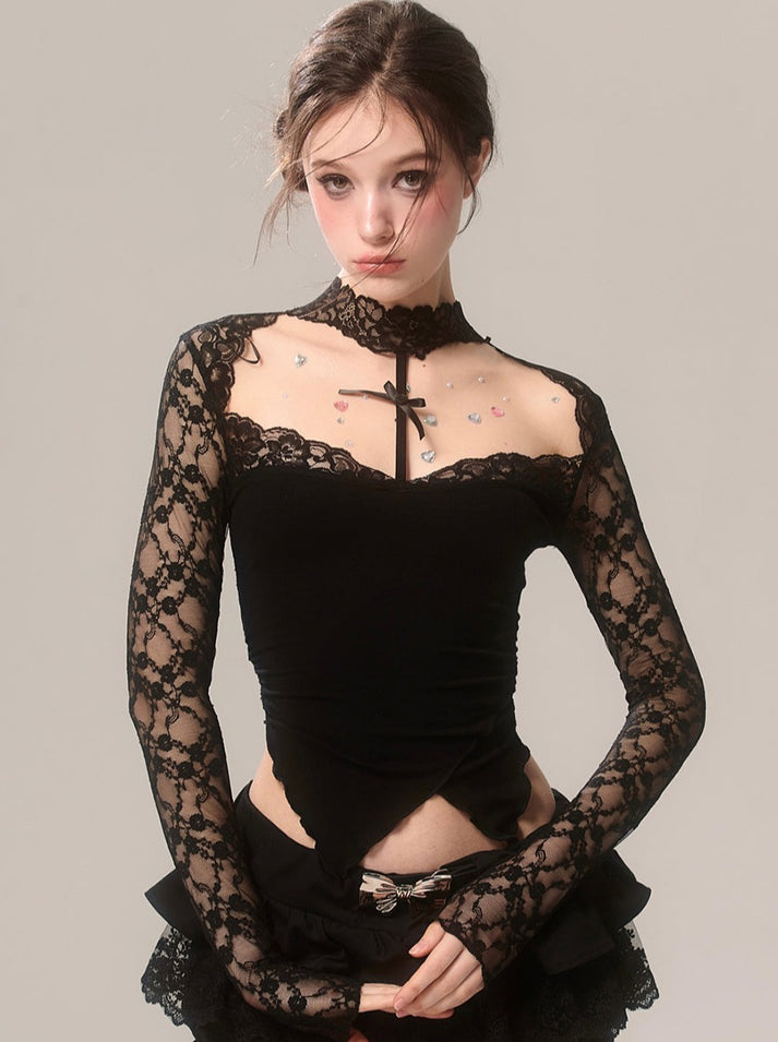 Open Halter Neck Lace Top – Belchic