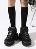 Dark punk platform metal high-top shoes [with plain chain nut]. – Belchic