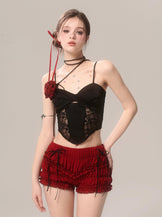 Cherry Red Ruffle Shorts – Belchic