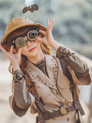 Steampunk Brown Leather Tactical Belt Shoulder Strap – Belchic