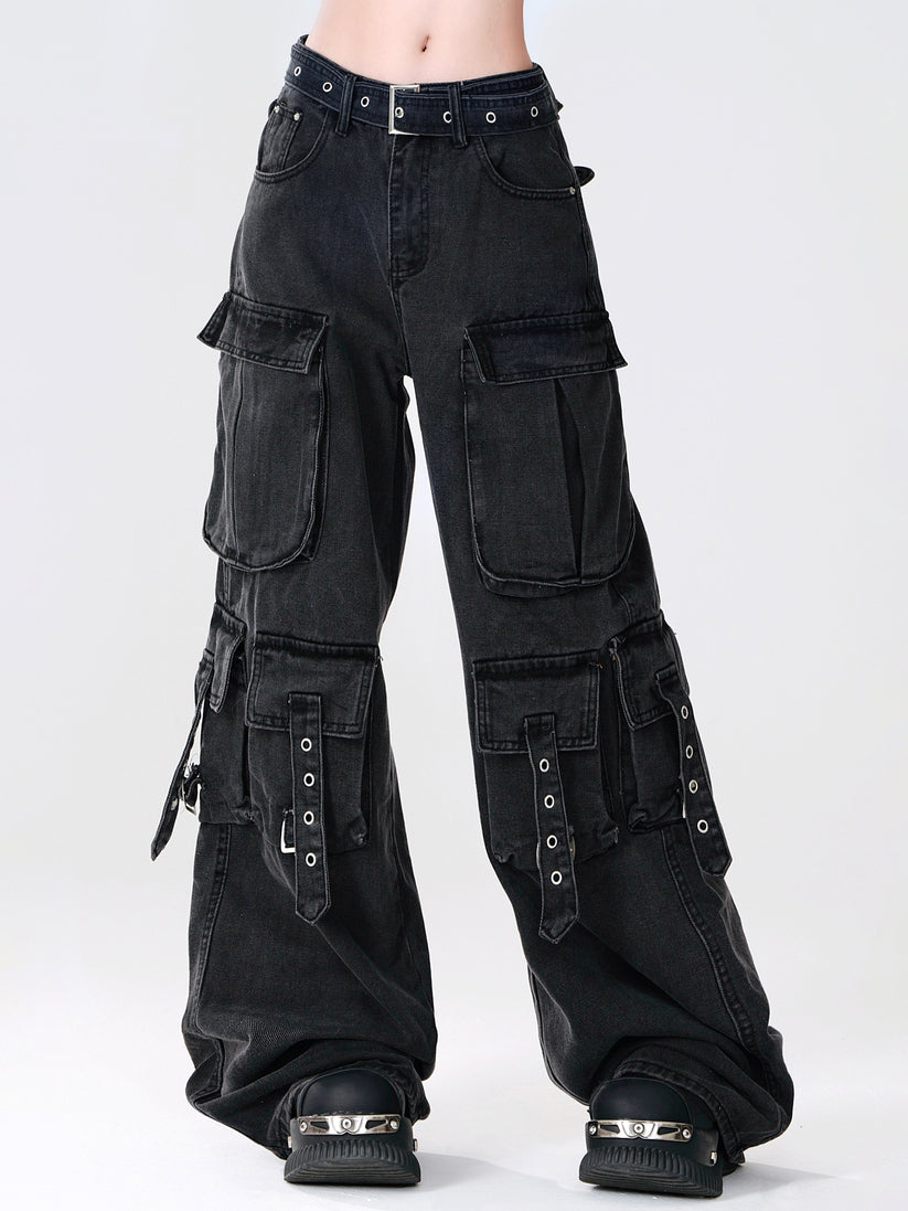 Dark Night Cool Black Denim Cargo Pants – Belchic