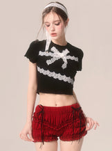 Cherry Red Ruffle Shorts – Belchic