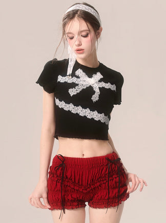 Cherry Red Ruffle Shorts – Belchic