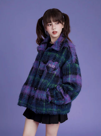 Dark Plaid Purple Casual Coat – Belchic