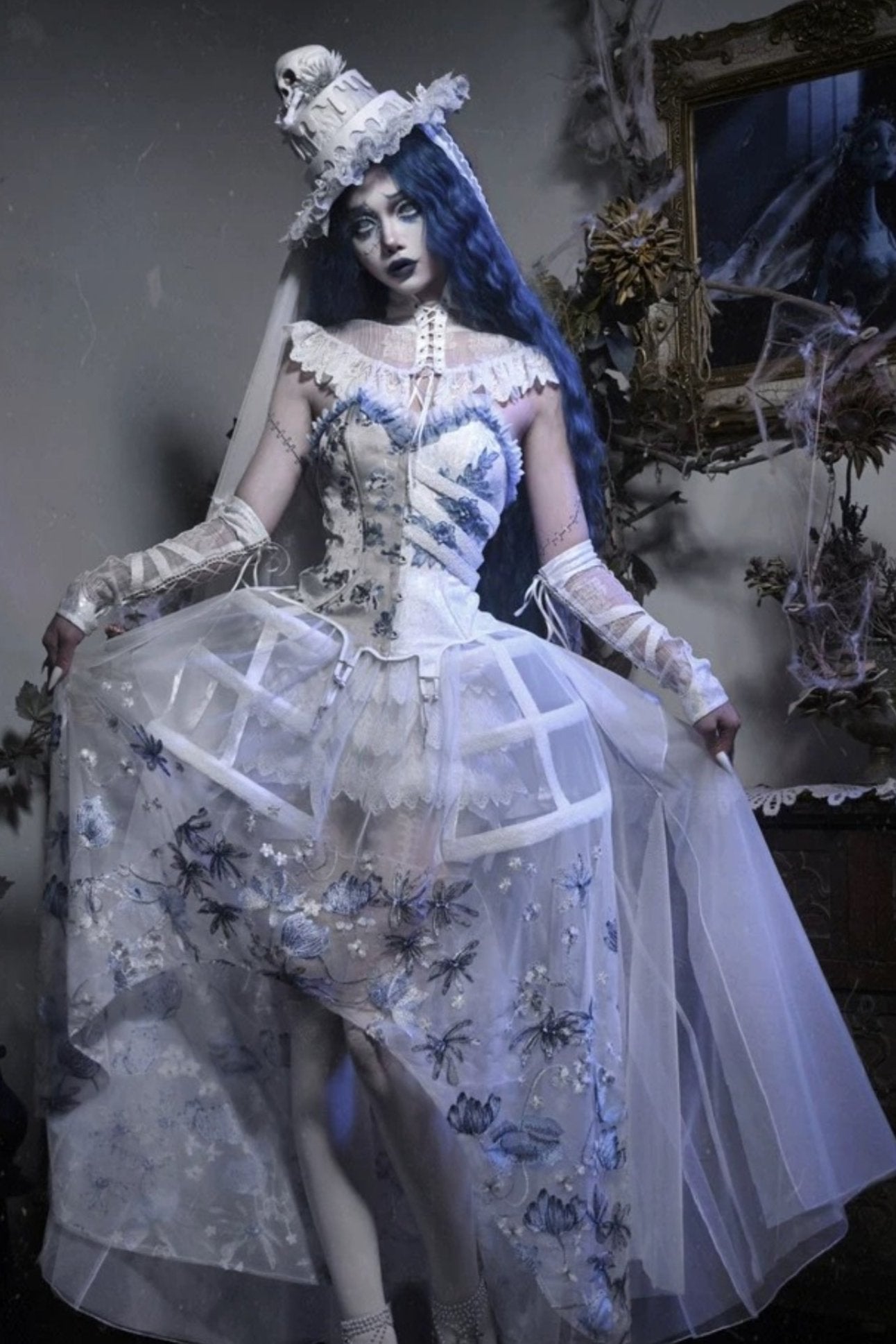 [Pre-Order] Zombie Bride Spine Lace Chiffon Top – Belchic