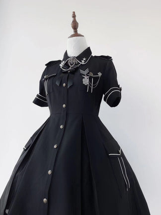 [Military Uniform] Front Button Army Taste Split Dress – Belchic