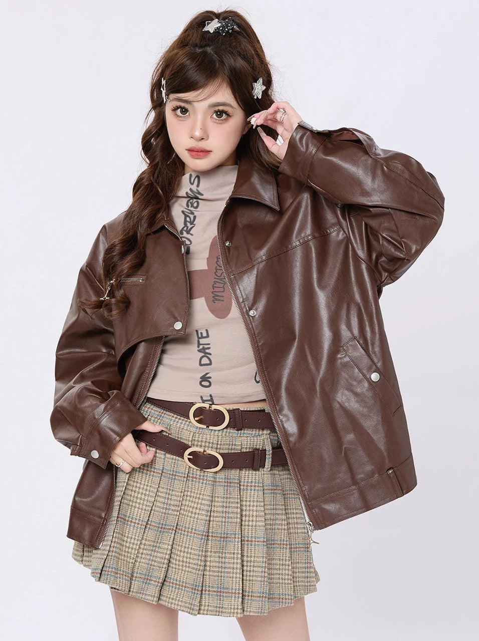 American Retro Multi Button Design Leather Jacket – Belchic