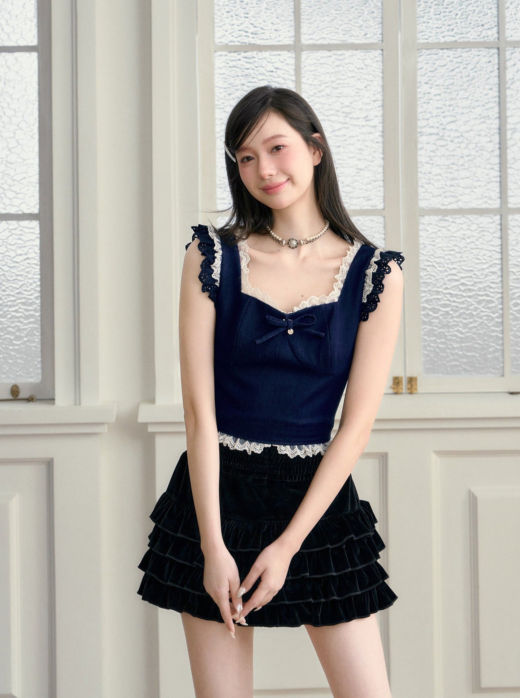 Modern healthy lace slim ribbon camisole – Belchic