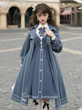 Front button line dress with ribbon + Volume Three Brine embroidery co ...