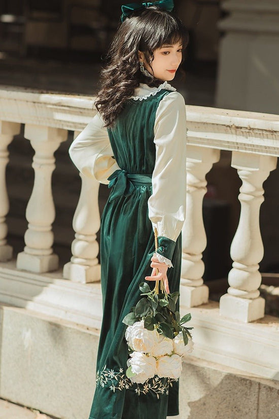 Lace Stand Collar Heart Button French Flower Dress – Belchic